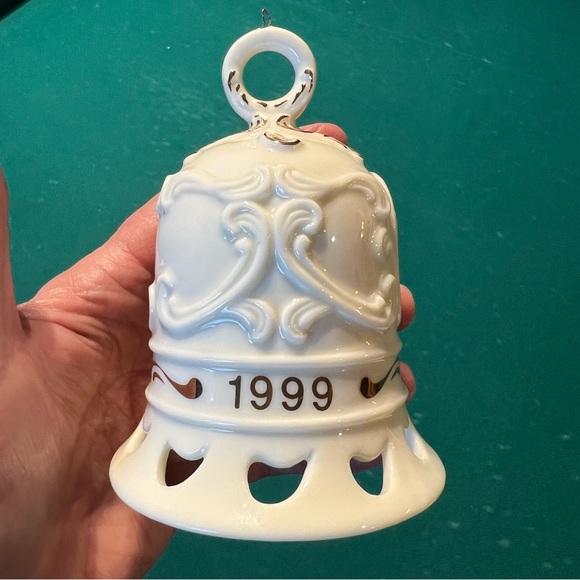 Art | Porcelain Cutout Design Bell With Painted Gold Trim Is 4 12 Tall ...